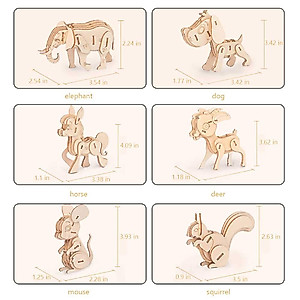 3D Wooden Animal Puzzle Model Kit Toys for Kids Puzzle Build 3D Puzzles Educational Crafts Building Engineering DIY STEAM STEM Learning