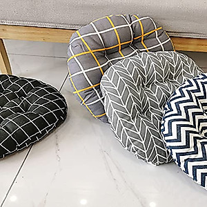 Aomine Round Floor Cushions Outdoor Seat Cushions Floor Pillow Pad for Patio Chairs Garden Balcony Yoga Living Room Sofa Office Diameter 18" (Gray Plaid)