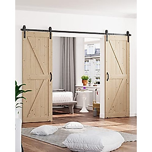 WINSOON 30in x 84 in Sliding Barn Door Interior Paneled Slab, DIY Unfinished Barn Doors Solid Spruce Wood, K Frame Planks, Pre-Drilled, Bottom Grooved, Easy to Install, Natural