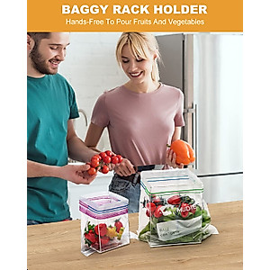 SOGUAOLO Ziplock Bag Holder,Baggy Rack Holder for Food Prep Bag,Food Storage Bag Stand,Hands-Free to Pour Leftovers,Filling Zip Lock Freezer Bag Stand,Comes with both Quart & Gallon Sizes (2 Pack)
