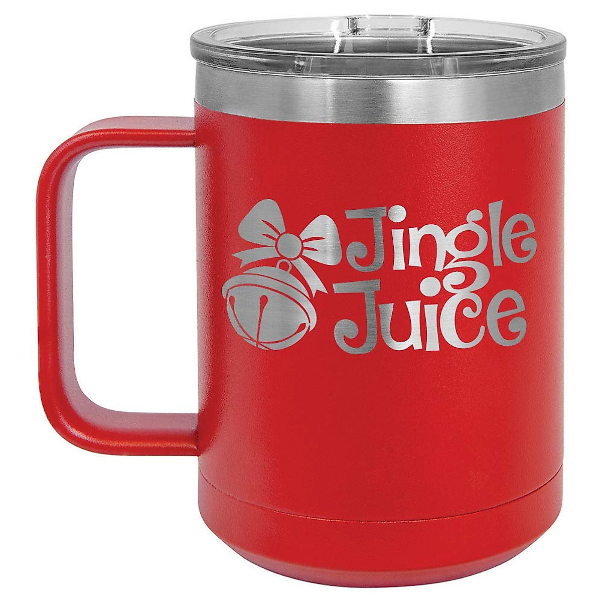 JINGLE JUICE Red 15 oz Coffee Cup w/Slide Top Lid | Insulated Travel Coffee Mug | Fun Christmas Designs and Gift Ideas From Women or Men | Compare To Yeti Rambler | ONLYGIFTS.COM