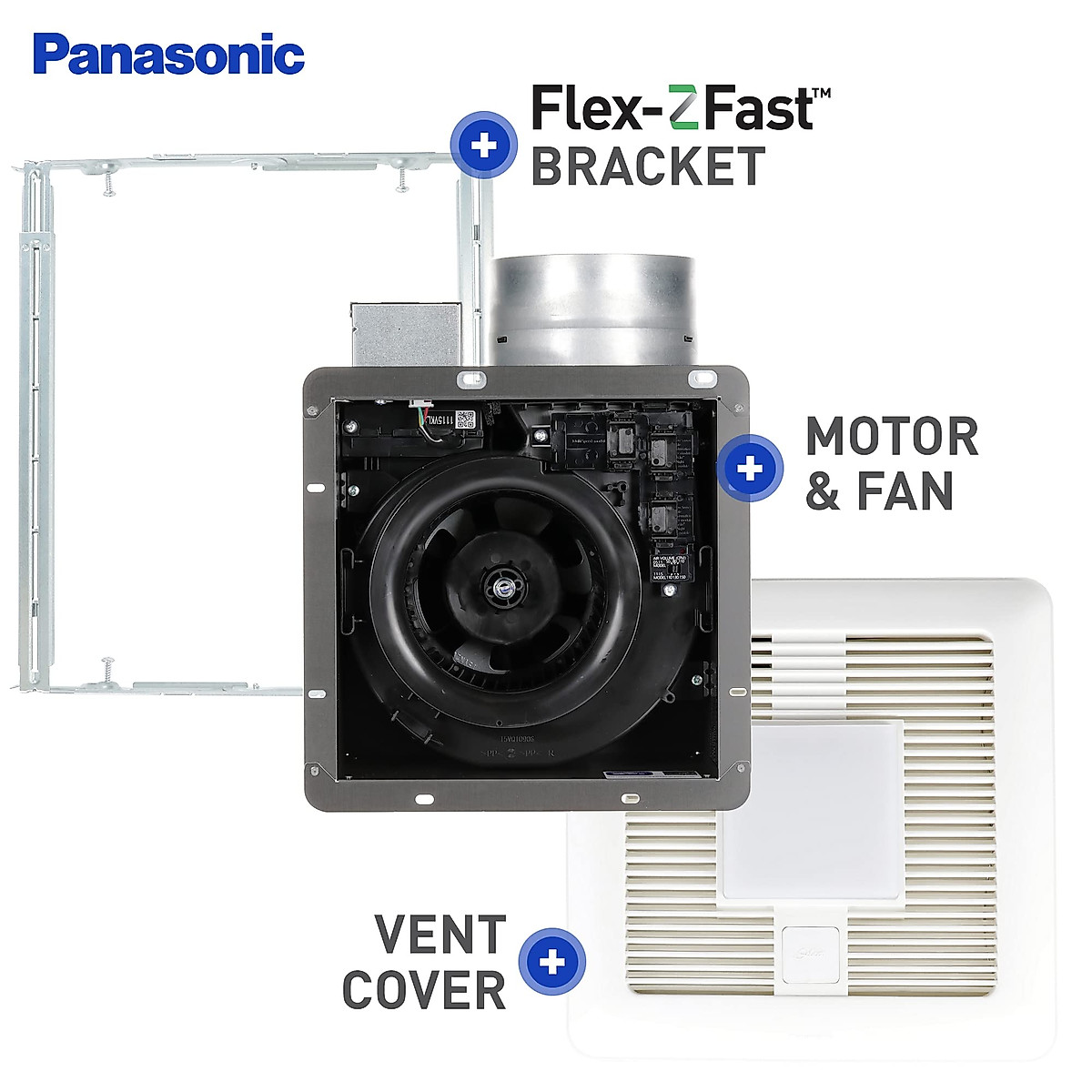 Panasonic FV-1115VKL2 WhisperGreen Select Ventilation Fan with Light and Speed Controls - 110-130-150 CFM - Quiet Ceiling Fan