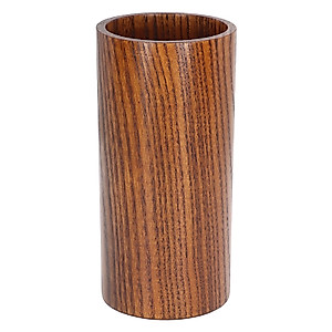 Wooden Kitchen Utensil Holder, 7.8x3.5inch Round Wooden Chopstick Storage Barrel for Spoons Spatula Spurtles Straws Cooking Tools