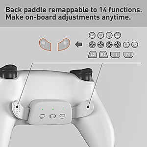 Mytrix Customized Controller with 2 Remappable Paddles for PlayStation 5 (PS5), Programmable Back Buttons with Fast Turbo Auto-Fire, 3 Setup Saving Slots Onboard Switch – White