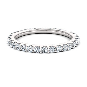 Diamondere Natural and Certified Diamond Wedding Ring in 925 Sterling Silver | 0.79 Carat Full Eternity Stackable Band for Women, US Size 7.5