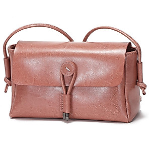 JeHouze Women's Leather Messenger Small Crossbody Handbag Shoulder Purse (Pink)