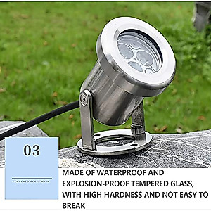 AMDHZ 3W Underwater Lights 304 Stainless Steel Waterproof IP68 Pool Lights Garden Pond Lights for Fountain Fish Pond Underwater (Color : White Light, Size : 220V)