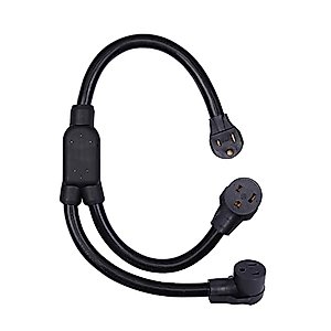 YYCKE Welder 50A Splitter, Industrial Male Plug NEMA 6-50P to (2) 6-50R Female Connectors, NEMA 6-50 Splitter Cord Y Adapter 3 feet