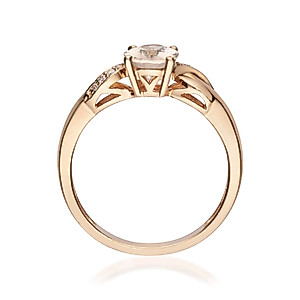 Gin & Grace 10K Rose Gold Genuine Morganite Ring with Diamonds| Ethically, authentically & organically sourced (Oval-Cut) Shaped Morganite Hand-Crafted Jewelry for her | Morganite Ring for Women