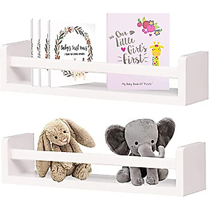 Nursery Floating Shelf, Wall Mounted Nursery Book Shelves,Set of 2 Rustic U Shaped Book Shelf Organizer for Farmhouse Decor,Corner Display Hanging Spice Rack for Bathroom Kitchen.