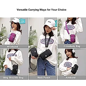 Women Small Crossbody Bag Cell Phone Purse Wallet Wristband Armband for iPhone 14, 14 Pro 13 12 Pro, iPhone XR 11 Pro Max, Samsung Galaxy S23 S22 Plus S21 FE S10 S20 Z Fold4 Flip4, Pixel 7 6a, Black-S