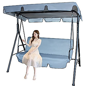 Swing Canopy Replacement Cover and Swing Cushion Cover,Waterproof 2 and 3 Seater Swing Top Cover and Chair Cover,Garden Outdoor Patio Swing Seat Cover Replacement,Blue,195x125x15cm/77x49x6''