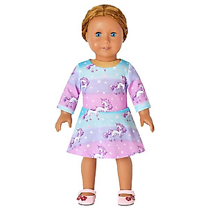 American Doll & Girl Matching Dresses Star Unicorn Outfits, Size 8 9