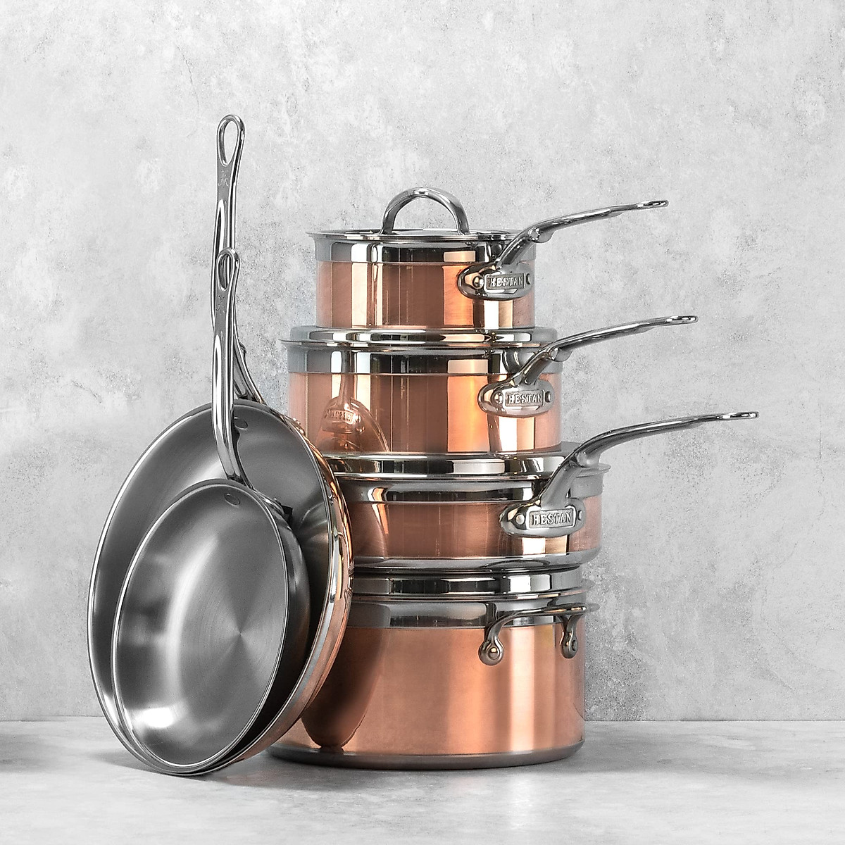 Hestan - CopperBond Collection - 100% Pure Copper 10-Piece Ultimate Cookware Set, Induction Cooktop Compatible