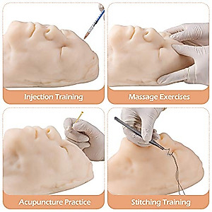 Injection Training Mannequin Face Model Head Model for Micro-Plastic Teaching, Practice Training to Medical Student, Doctor, Esthetician