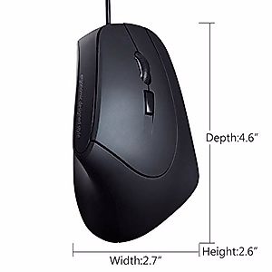 SANWA Wired Ergonomic Mouse, Optical Vertical Computer Mice, Reduce Wrist Strain, (1000/1600 Adjustable DPI, 6 Buttons) Compatible with MacBook, Laptop, Desktop, Windows, Mac OS for Office & Gaming