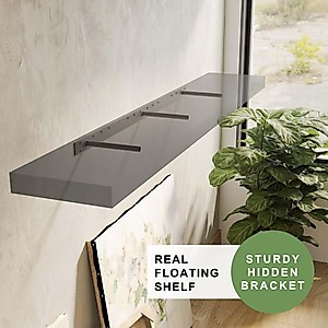 Wallniture Ronda 60 inch Floating Shelf, Wall Shelves for Living Room, Floating Bookshelves for Wall, Hanging Shelves for Bedroom, Kitchen Storage, Black Shelf, 2 pcs