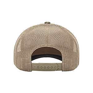 Yupoong 6606 Curved Bill Trucker Mesh Snapback Hat with NoSweat Hat Liner (Multicam Khaki, 1)