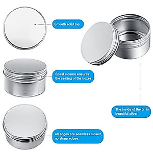 24 Pieces Round Tin Containers 4 oz Metal Tins Cans Aluminum Tin Storage Cans with 10 Sheets Label Sticker for Salve Spice Candy Candle Kitchen Small Items, Silver