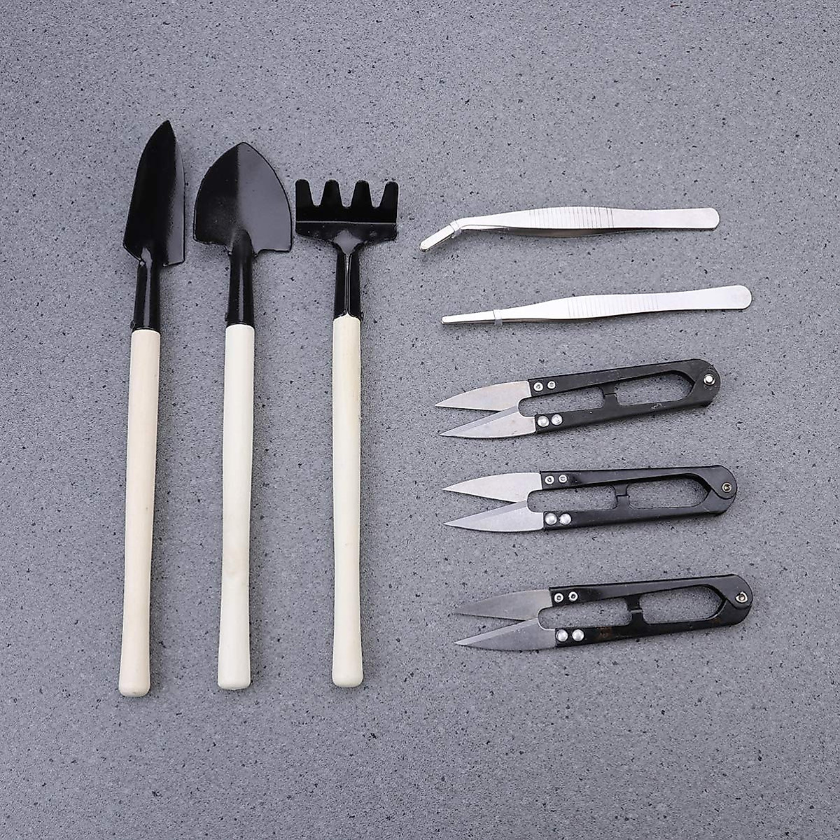 Happyyami 8pcs Set Indoor Gardening Tools Gardening Kit Bonsai Tool Kit Gardening Weeding Sickle Garden Hand Tools Succulent Tweezers Miniature Tools Small Tool Kit Scissors Lightweight