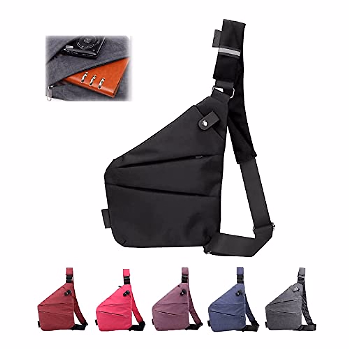 LJXWRF Valcen Personal Pocket Bag for Travel, Valcen Personal Pocket Bag for Men, Personal Flex Bag, 2023 New Sash Bag (Black, Right Handed)