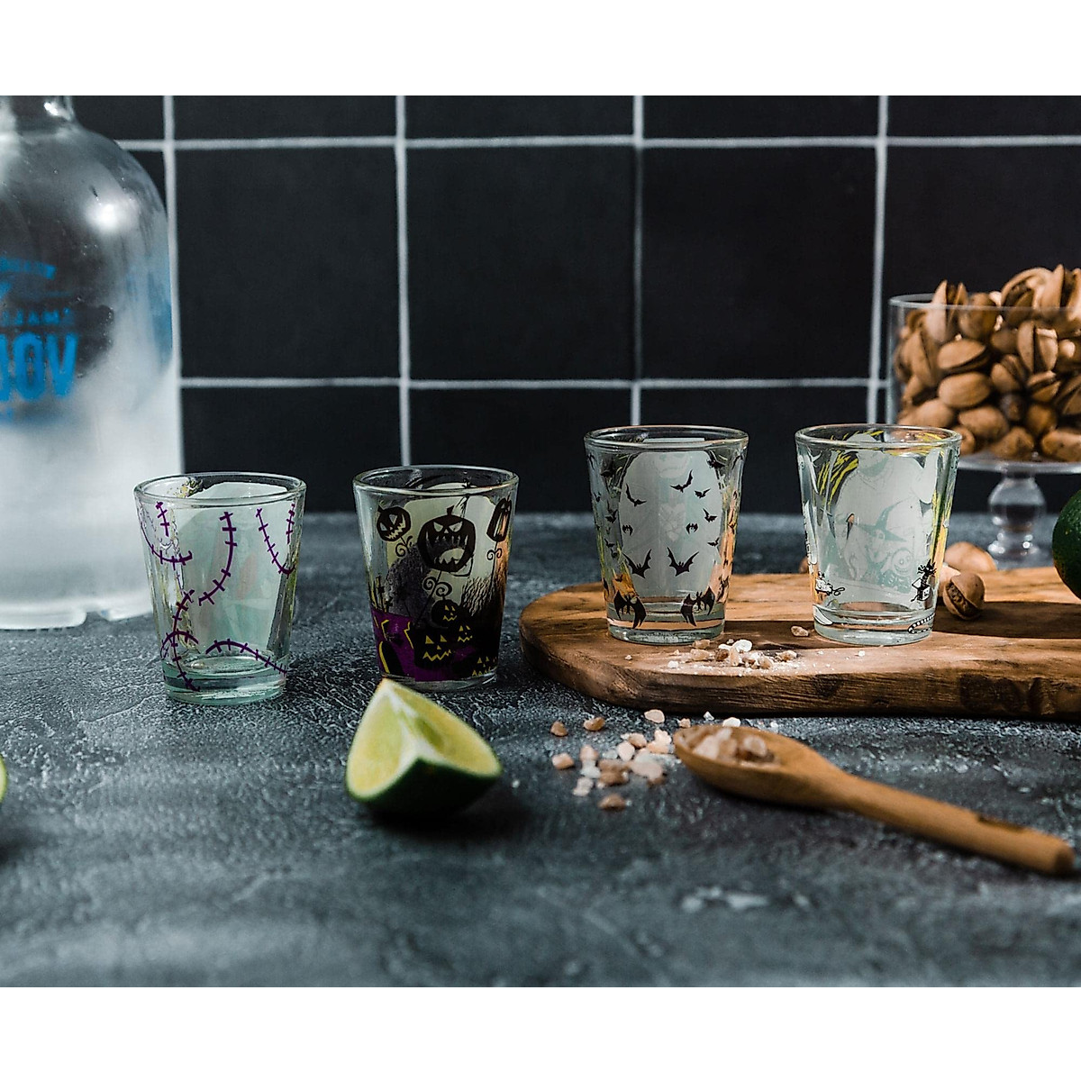 Silver Buffalo NB110864 Disney Nightmare Before Christmas Mini Glasses (4 Pack), Multicolor