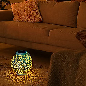 Solar Lanterns Outdoor Waterproof, 2 Pack Solar Garden Lights Outdoor Solar Hanging Lanterns, Solar Patio Lanterns Decorative Retro Metal Solar Lights for Patio Yard Pathway Walkway Party (Blue)