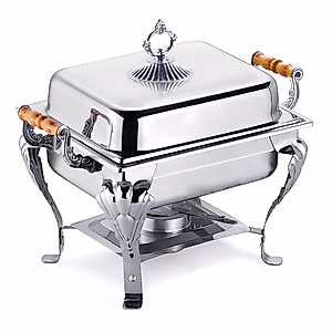 TFCFL Stainless Steel Food Warmer Chafer Chafing Dishes Buffet Set Square Buffet Stove Buffet Warming Container for Home and Restaurant Use