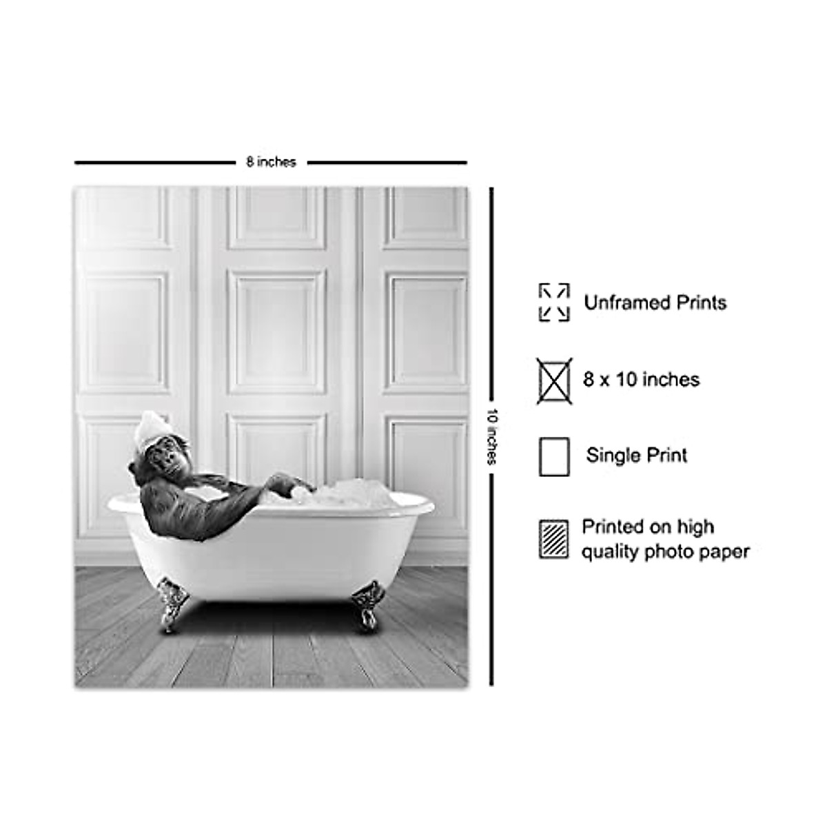 Funny Bathroom Decor for Men, Women - Cute Modern Bathroom Accessories - Bathroom Pictures - Bath Wall Decor - Monkey Chimp Wall Art - Cool Unique Bathroom Sign - Powder Room - Guest Bathroom Poster