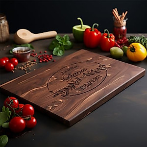 Personalized Custom Cutting Board, Maple/Walnut Custom Carved Cutting Board, Handmade in the USA, Personalized Gifts, Wedding, Birthday, Christmas, Anniversary or Bridal Shower Gifts(Style 1)