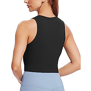 Natural Feelings Sports Bras for Women Removable Padded Yoga Tank Tops Sleeveless Fitness Workout Running Crop Tops Black