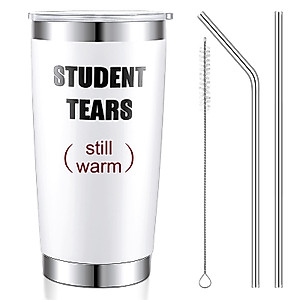 Newtay Stainless Steel Teacher Mugs 20 oz Student Tears Funny Teacher Gift Travel Tumbler with Lid Straws and Brush Teacher Appreciation Tumbler Thanksgiving Christmas Gifts for Teachers