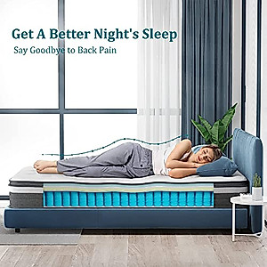 TeQsli Full Mattress, 10 Inch Gel Memory Foam Hybrid Mattress in a Box, Medium Firm Pocket Innerspring Mattress for Pressure Relief and Cooling Sleep, CertiPUR-US Certified, 10-Year Support