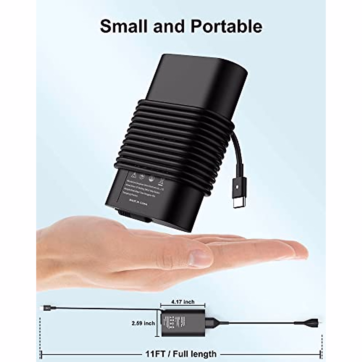 65W 60W USB-C Charger for Dell Laptop: Dell Latitude 5530 7430 5420 7420 5430 5520 7340 5540 7530, for Dell Inspiron 14 7420 7425 16 7620 2-in-1 XPS 13 9320 9305 Chromebook 3110 Type C AC Power Cord
