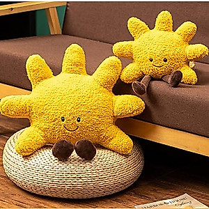 OUKEYI Soft Sun Plush Toy,Cute Smile Yellow Funny Sun Stuffed Animals Pillow,Sun Shape Chair Cushion Sofa Cushion Pillow(11.8“x18.8/30cmx48cm)
