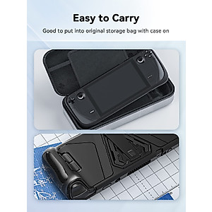 MOJOXR Metal Kickstand Protective Case for Steam Deck-Accurate Cutouts TPU Cover with Stable Stand, Great Case Accessories Fit for Official Carrying Case，Enhanced Comfort and Protection (Black)