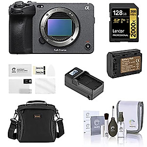 Sony FX3 Full-Frame Cinema Line Camera Bundle with 128GB V90 SD Card, Bag, Battery, Charger, Screen Protector, Cleaning Kit