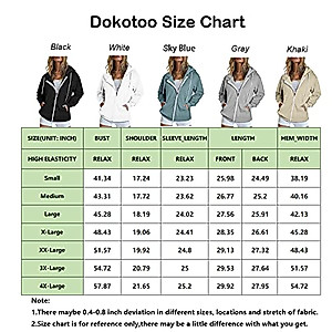 Dokotoo Women's Fall Solid Full Zip Up Black Hoodie Long Sleeve Oversized Hooded Ladies Sweatshirts Pockets Jacket Coat for Women Teen Girls 2023 Fashion Casual X-Large