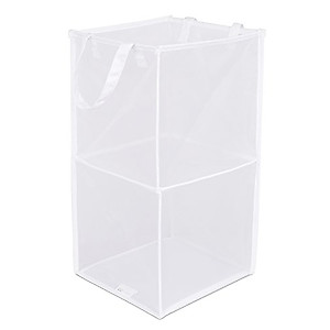 BIRDROCK HOME Pop-Up Magic Hamper - Collapsible Mesh Laundry Hamper - Square - Carry Handles - Dirty Laundry Sorter Mesh Basket - White