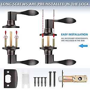 Mengico 1 Pack Door Lever Handle,Oil Rubbed Bronze Door Handle Interior,Door Lever Interior Closet Hallway Door Handles,Reversible Wave Lever Handle