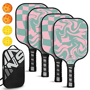 VINSGUIR Pickleball Paddles Set of 4 - USAPA Approved Fiberglass Pickleball Paddles - Pickleball Set with 4 Pickleballs, Portable Bag - Pickleball Rackets and Balls Set Gifts for Family