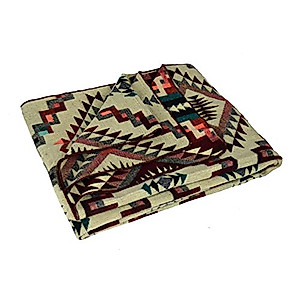 Casa De Alpaca, Handmade Ecuadorean Alpaca Wool Blankets/Throws, Native Patterns (Geometric Red Blue)