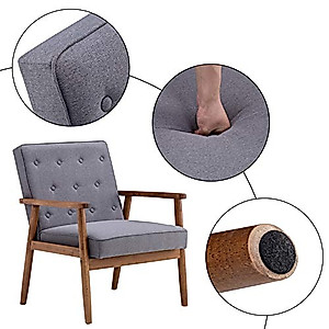 TECHSOUK Modern and Simple Design Sofa, Button Tufted, Rubber Wood Solid Wood Frame, Walnut Color handrail (75 x 69 x 84) cm