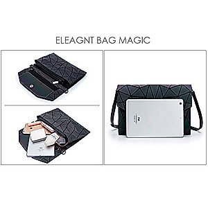 Van Varo Geometric Hard Lattice Crossbody Shoulder Bag Luminous Envelope Handbag Black One Size