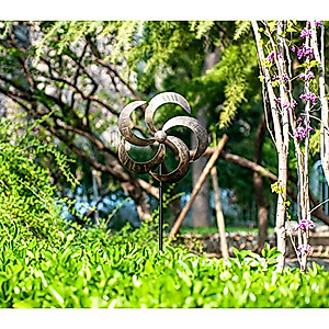 Wind Spinner Iris 61in Single Blade Easy Spinning Kinetic Wind Spinner for Outside – Vertical Metal Sculpture Stake Construction for Outdoor Yard Lawn & Garden