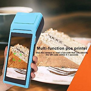 Android POS Terminal Receipt Printer,Handheld Receipt Printers with 5.5- inch Touch Screen support 3G, WIFI, BT3.0 / 4.0 for iBeacon,Quad Core CPU Portable Receipt Print Built-in All-in-One(blue)