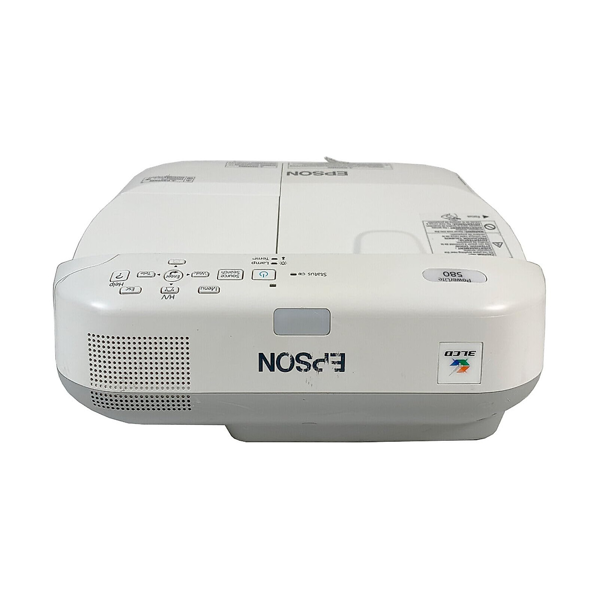 Epson PowerLite 580 3LCD Projector 3200 Lumens HD HDMI Ultra Short Throw Bundle Remote Control, Power Cable, HDMI Cable