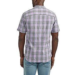 Lee Men's Extreme Motion All Purpose Classic Fit Short Sleeve Button Down Worker Shirt, Orchid Plaid