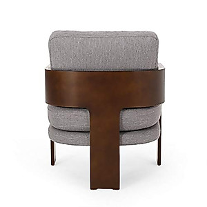 Christopher Knight Home Sheila Mid-Century Modern Fabric Bentwood Accent Chair, Gray + Dark Brown