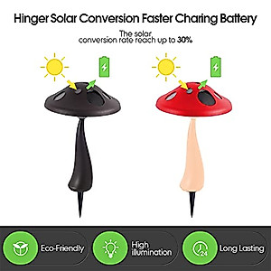 Outdoor Solar Garden Lights(4 Mushrooms Lamps), 2 Sizes Mini Solar Mushroom Lights Outside Waterproof Cute Mushroom Shaped Pathway Landscape Lights Decoration Garden, Yard, Lawn, Pathway, Brown